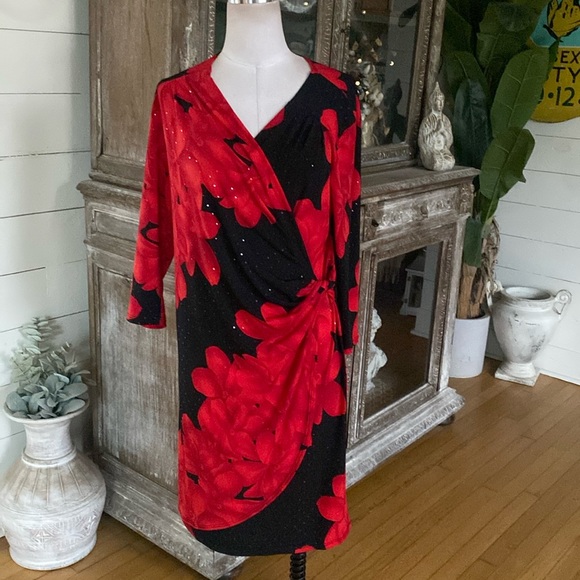 Clara Sun Woo | Dresses | Clara Sun Woo Sunwoo Black Red Floral Faux ...